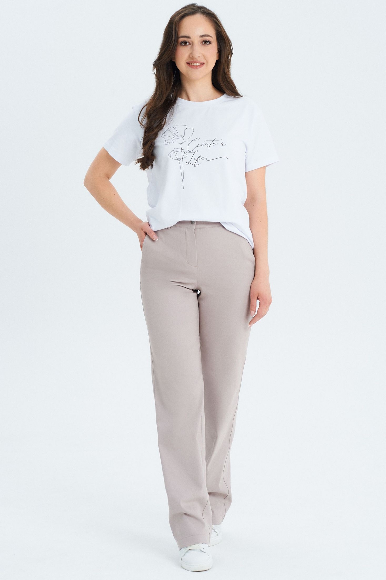 Брюки 11512 бежевый LeNata купить в интернет магазине Велесмода